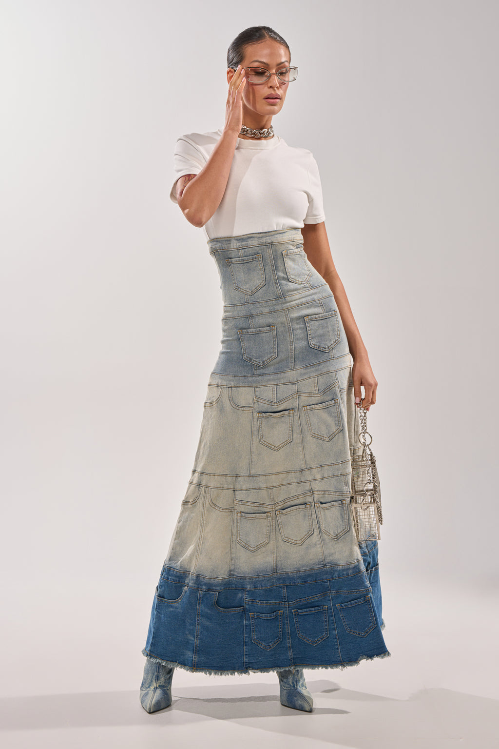 DENIM ON DENIM LAYERED MAXI DRESS – AKIRA
