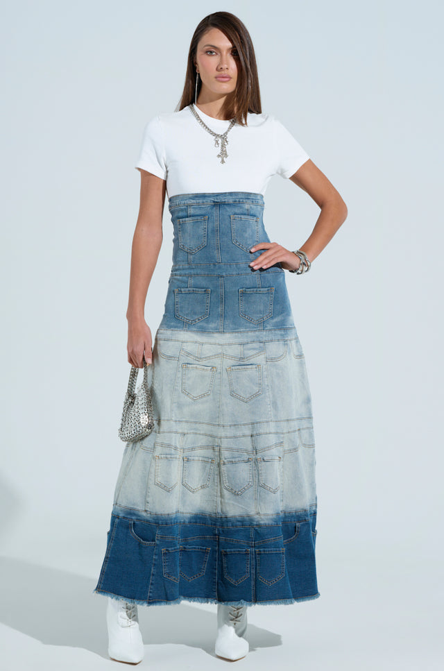 DENIM ON DENIM LAYERED MAXI DRESS – AKIRA
