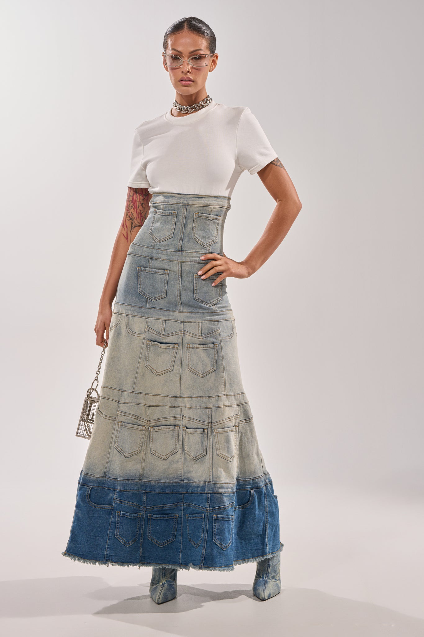 DENIM ON DENIM LAYERED MAXI DRESS – AKIRA