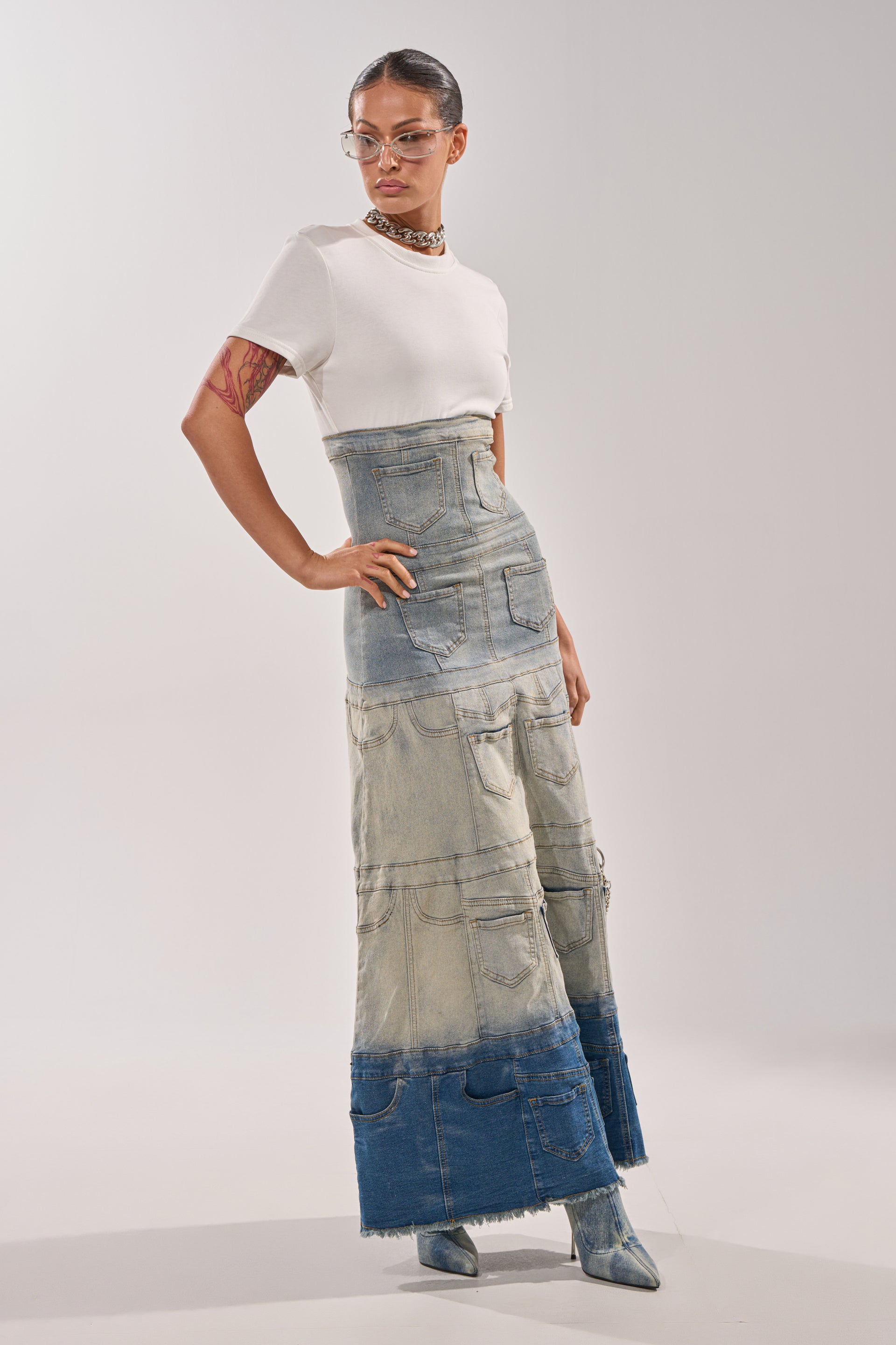 DENIM ON DENIM LAYERED MAXI DRESS – AKIRA