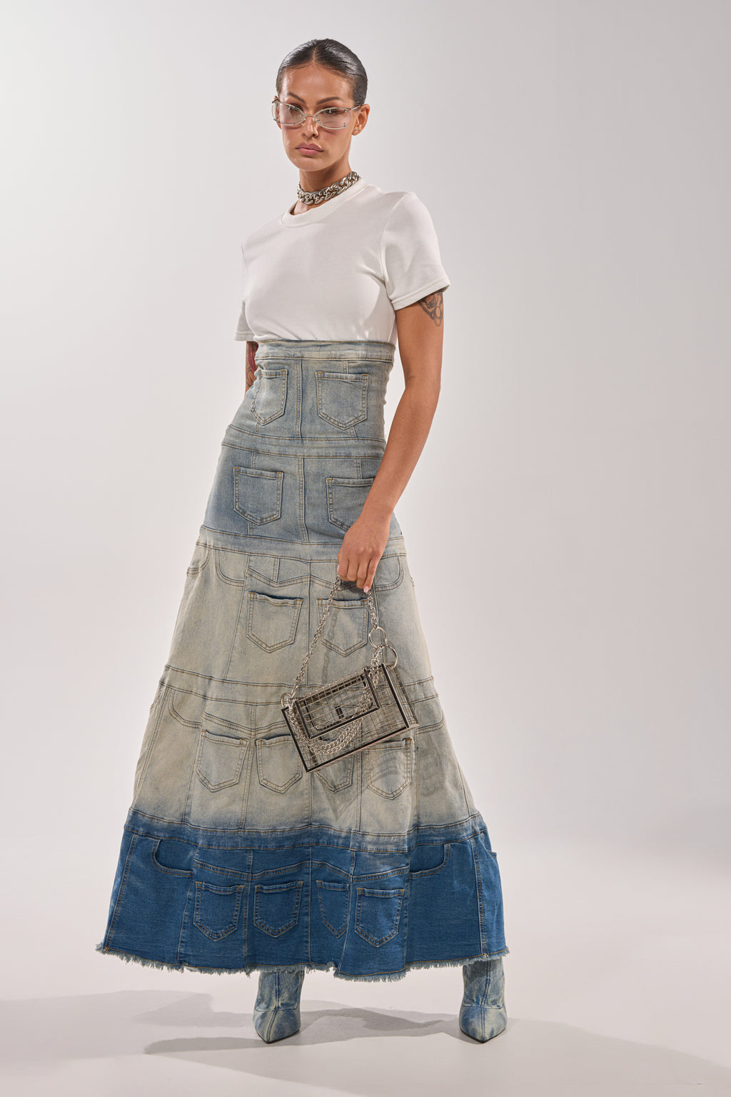 DENIM ON DENIM LAYERED MAXI DRESS – AKIRA