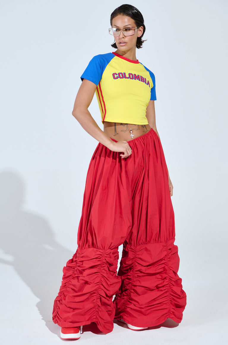 WIDE LEG SCRUNCHED HEM PANTS – AKIRA