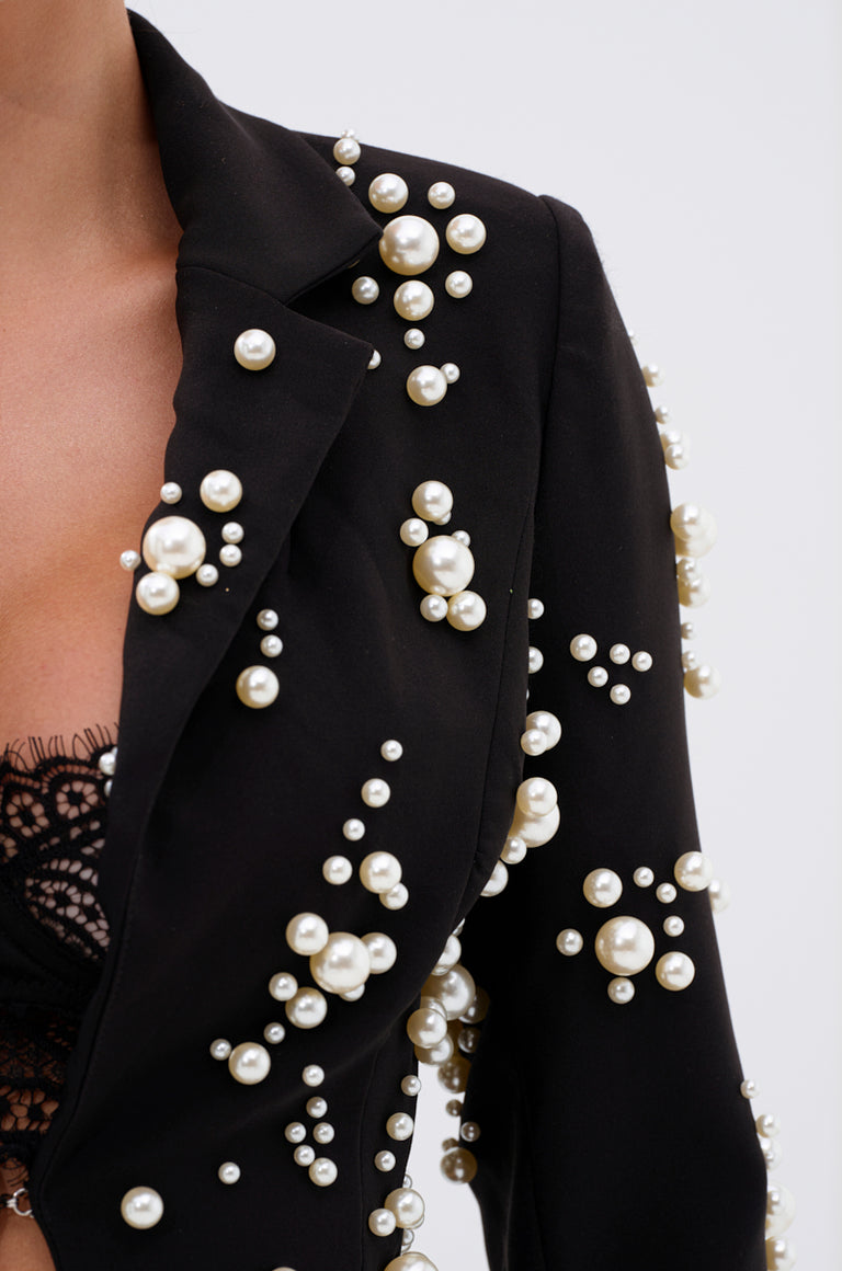 OLD FLAME EMBELLISHED BLAZER IN BLACK – AKIRA