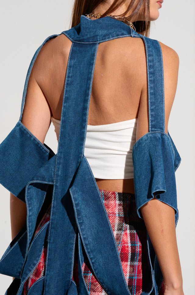GEO CUTOUT DENIM DUSTER – AKIRA