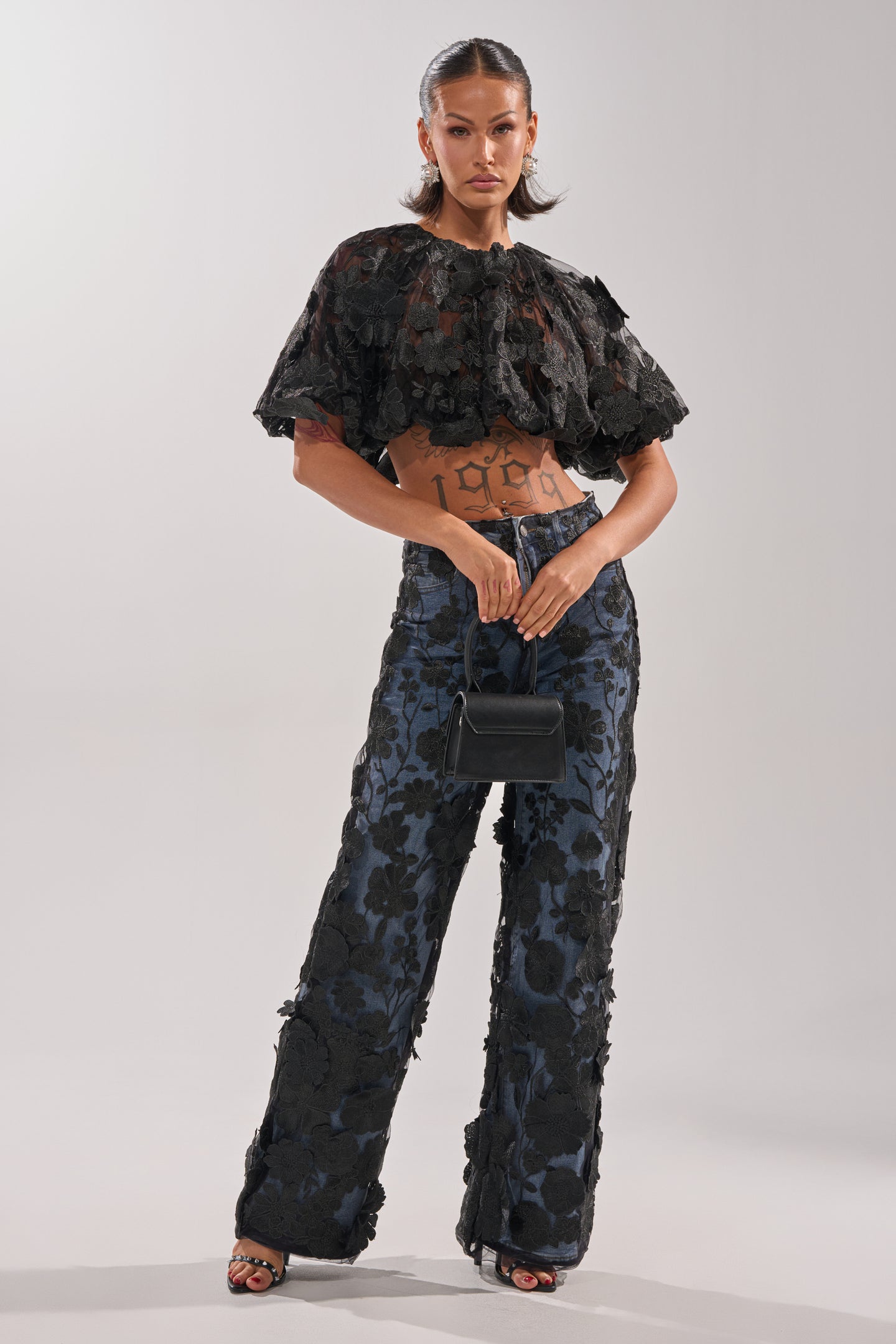 DONT GIVE UP RELAXED DENIM WITH TULLE OVERLAY – AKIRA