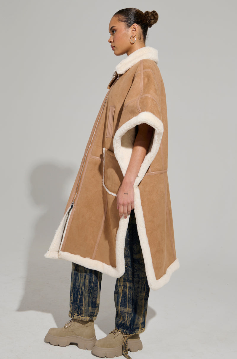 CHAMONIX FAUX SUEDE LUXE PONCHO – AKIRA