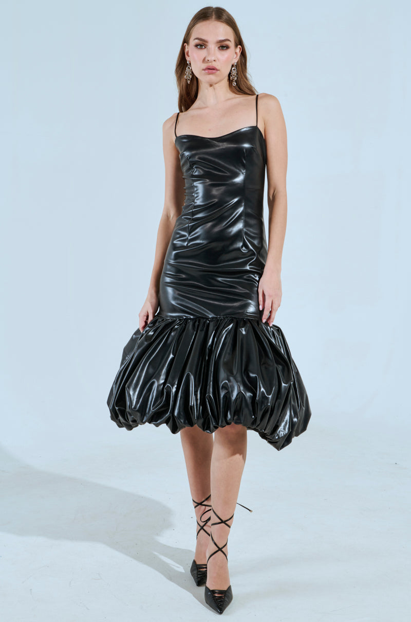 PHOEBE BUBBLE MIDI DRESS IN PU – AKIRA