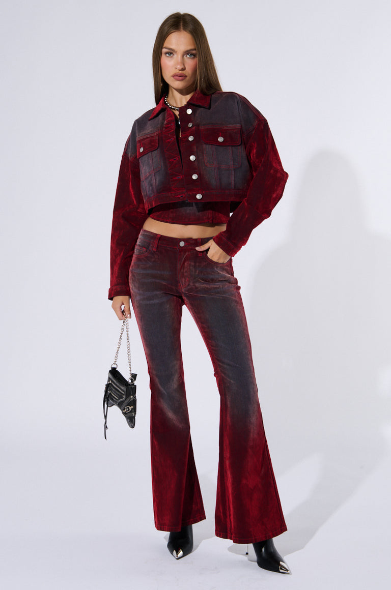 SUNNY VELVET EFFECT DENIM JACKET – AKIRA