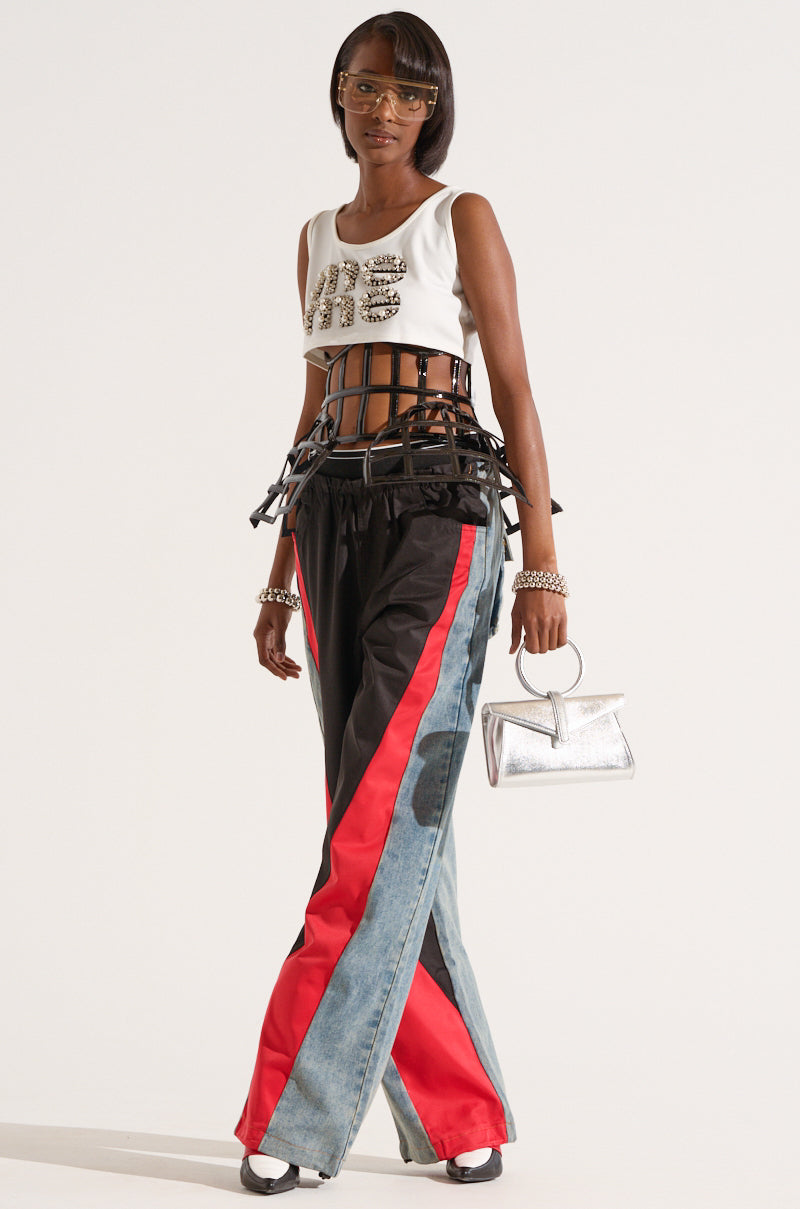 HARDEST TO LOVE COLORBLOCK DENIM PANT – AKIRA