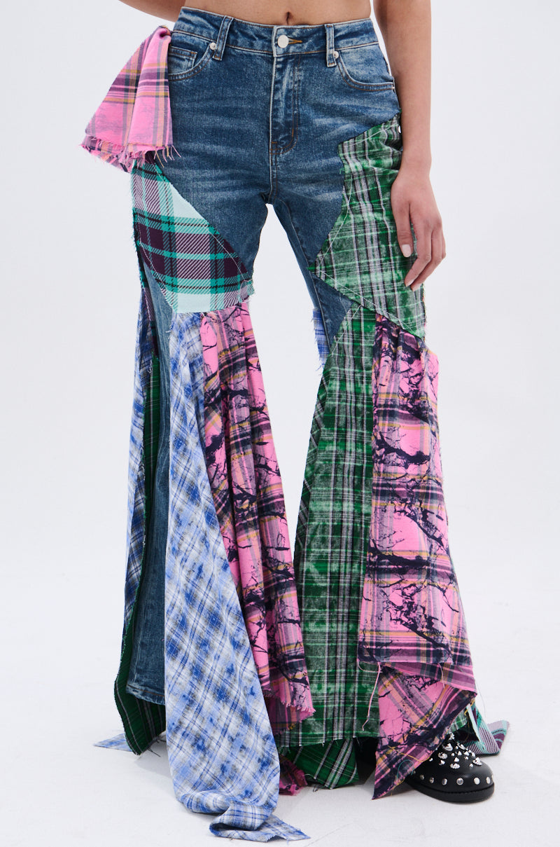 PLAID ON PLAID DENIM JEANS – AKIRA PLAID ON PLAID DENIM JEANS – AKIRA