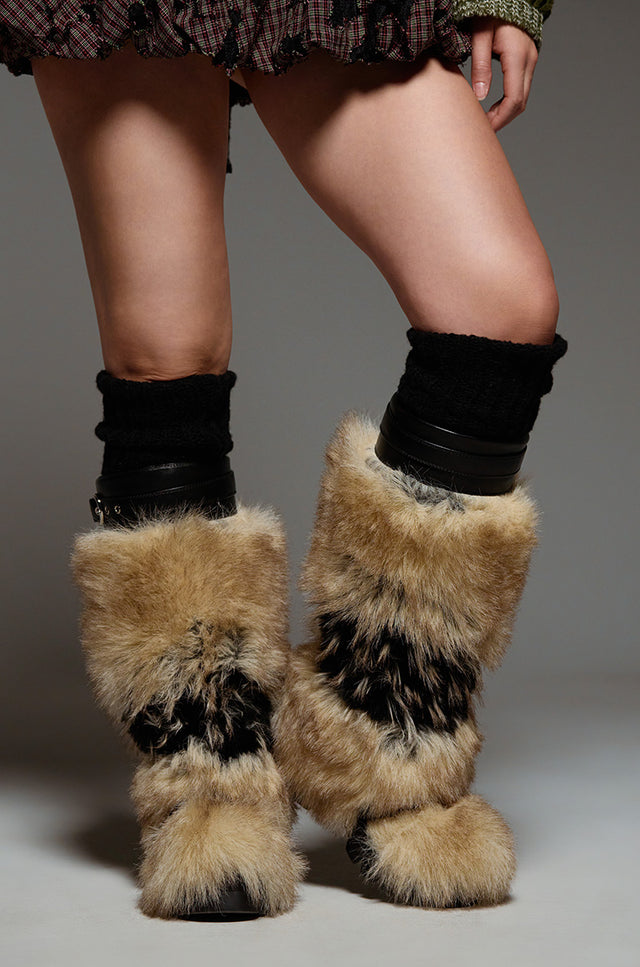 AZALEA WANG ANISA MULTI BROWN FUR FLATFORM BOOT – AKIRA