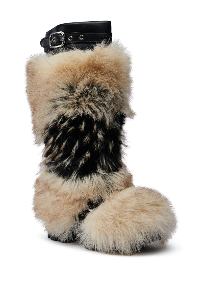 AZALEA WANG ANISA MULTI BROWN FUR FLATFORM BOOT – AKIRA