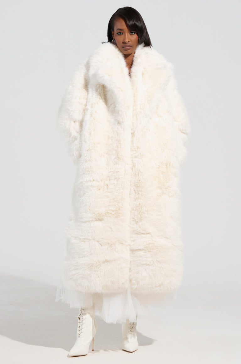 BCARDI LONG LUXE FAUX FUR TRENCH – AKIRA