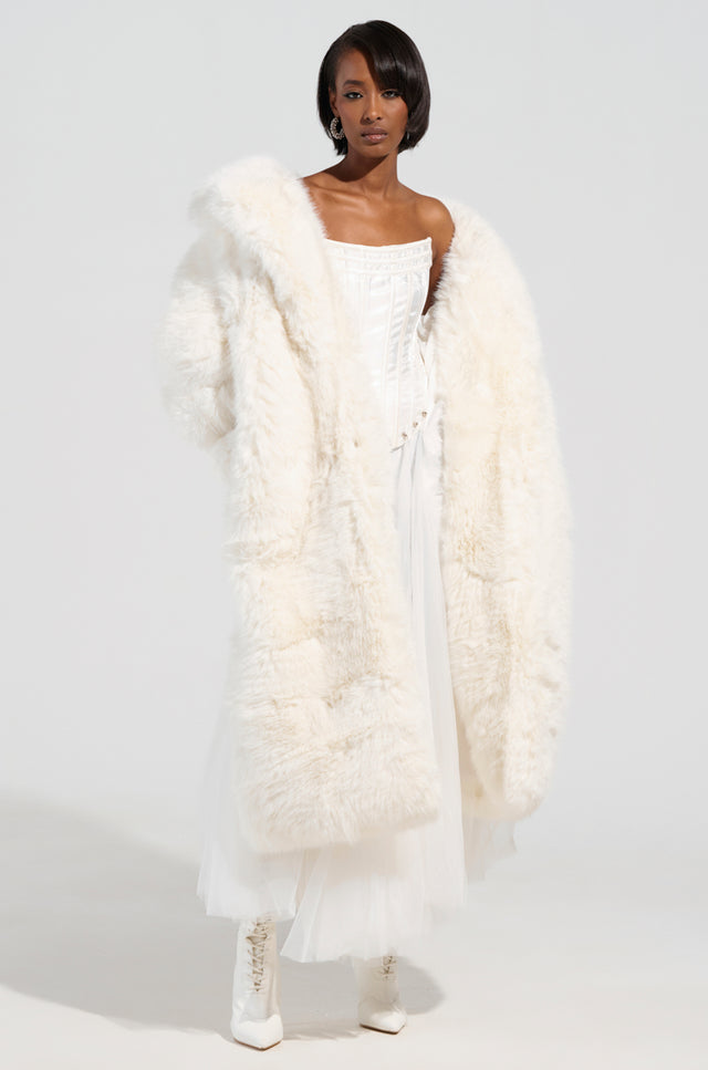 BCARDI LONG LUXE FAUX FUR TRENCH – AKIRA