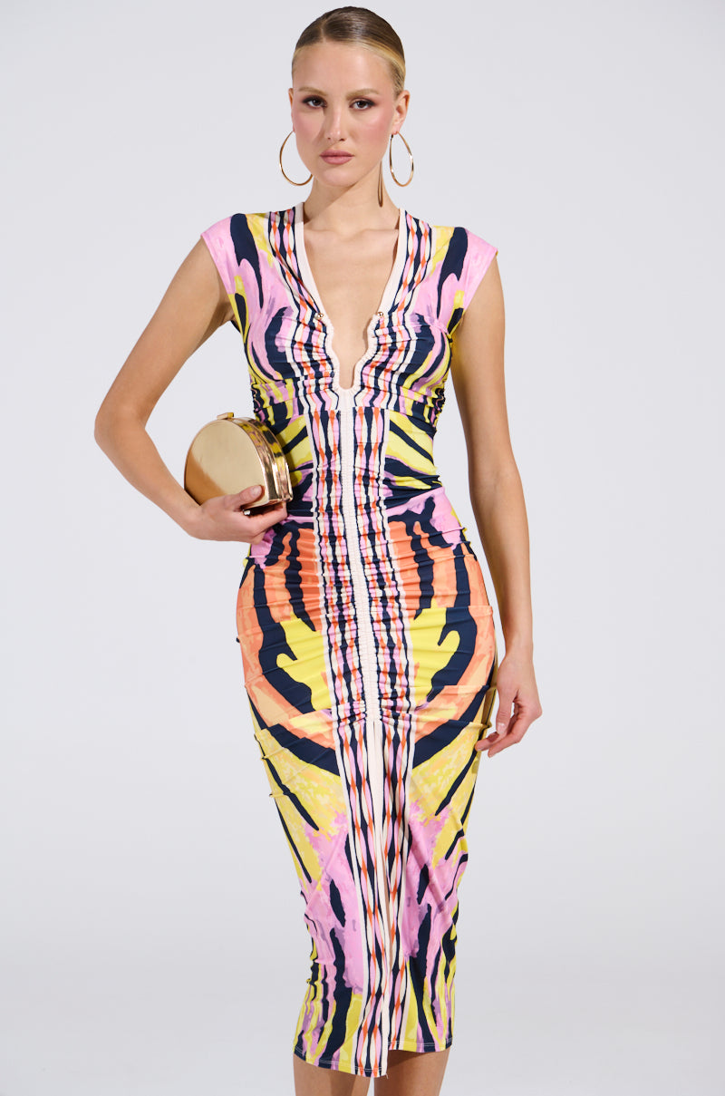 MARIA PRINTED MIDI DRESS – AKIRA