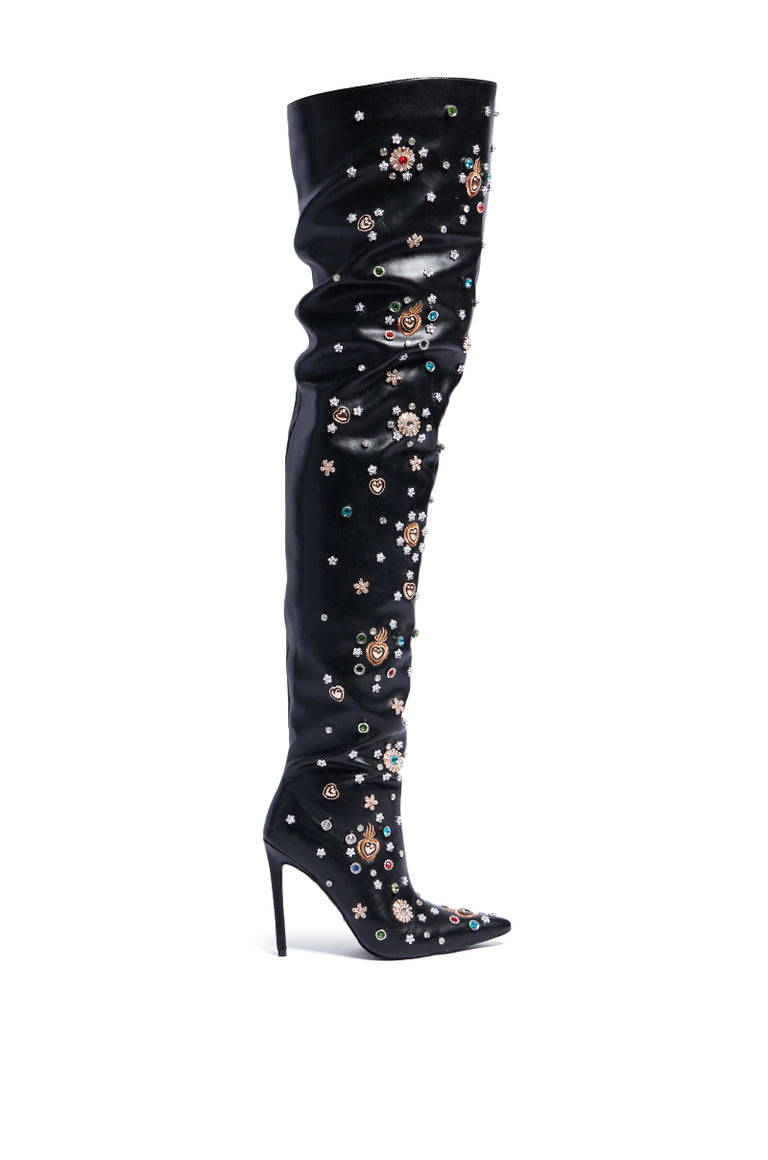 AZALEA WANG BOBEE BLACK EMBELLISHED BOOT – AKIRA