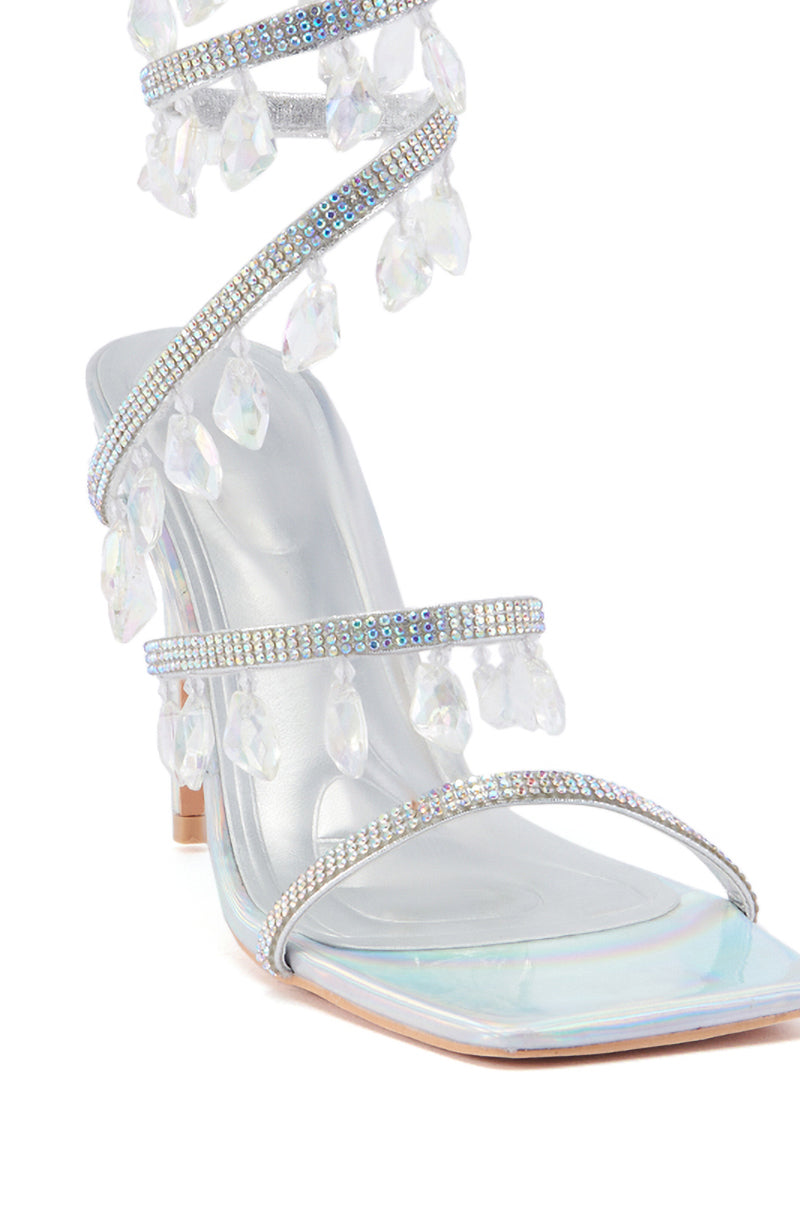 AZALEA WANG REIKO SILVER HOLOGRAPHIC SPIRAL SANDAL – AKIRA