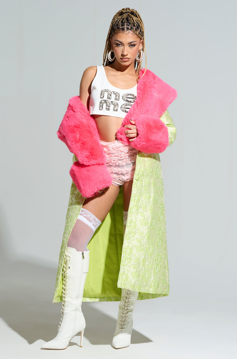 COLOR ME PRETTY BROCADE TRENCH – AKIRA