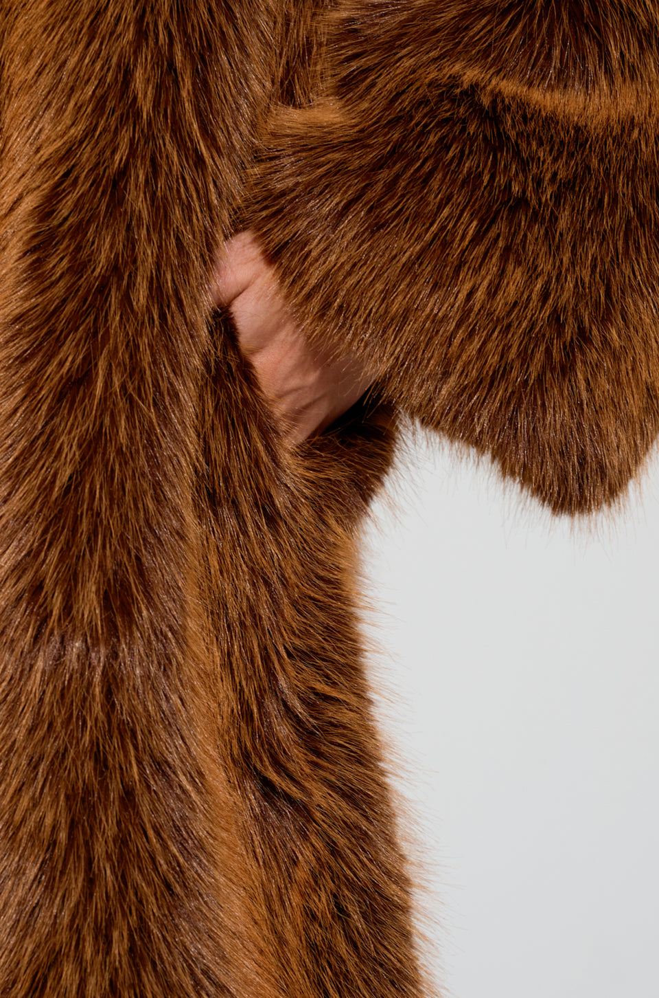 DAYANNE FAUX FUR TRENCH IN BROWN – AKIRA