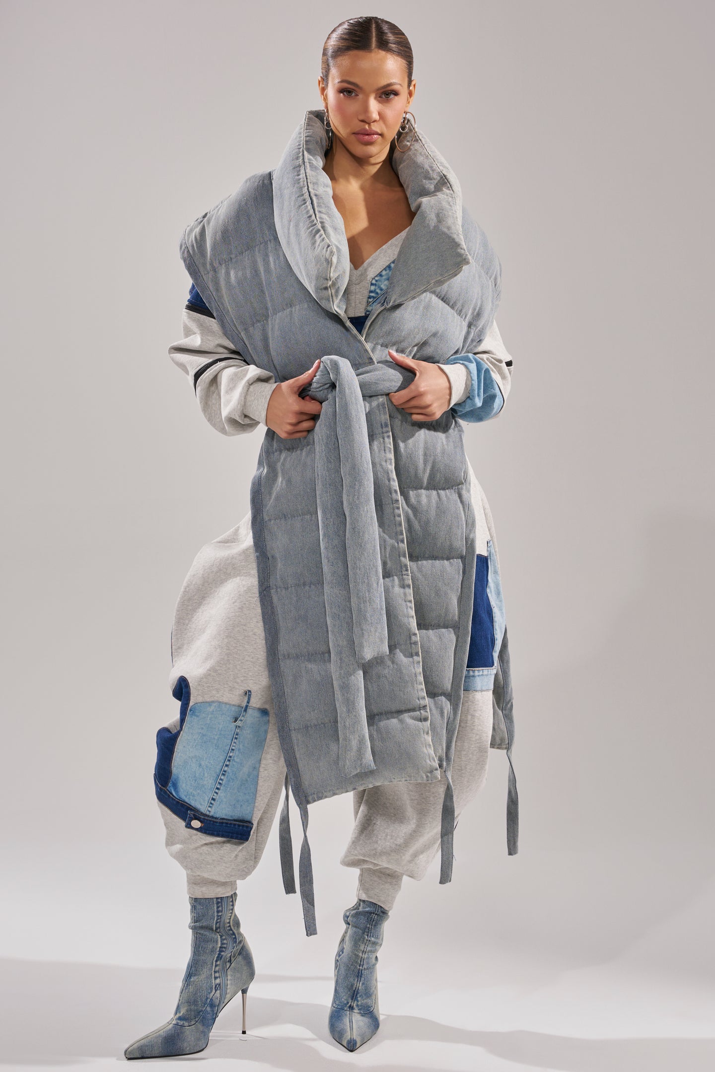 PILOT JONES LONG LINE PUFFER VEST IN DENIM – AKIRA
