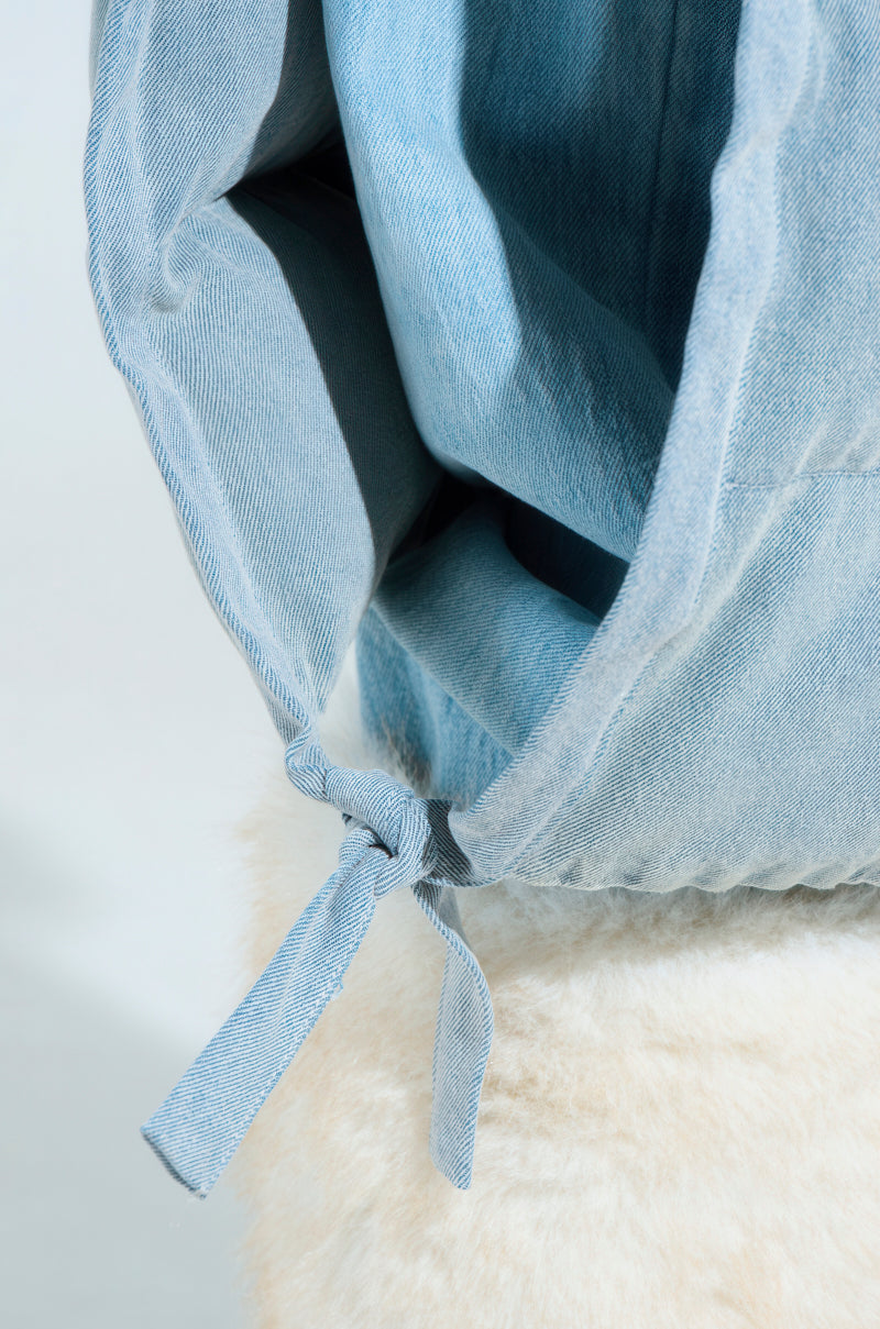 PILOT JONES LONG LINE PUFFER VEST IN DENIM – AKIRA