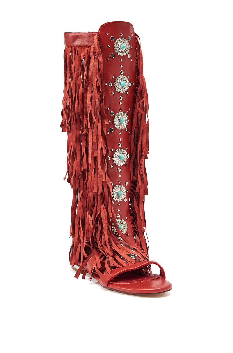 AZALEA WANG DUSTINE RED MULTI GLADIATOR EMBELLISHED SANDAL – AKIRA