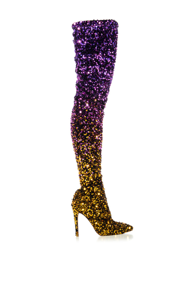 AZALEA WANG ELLIANA SEQUIN MULTI STILETTO BOOT – AKIRA