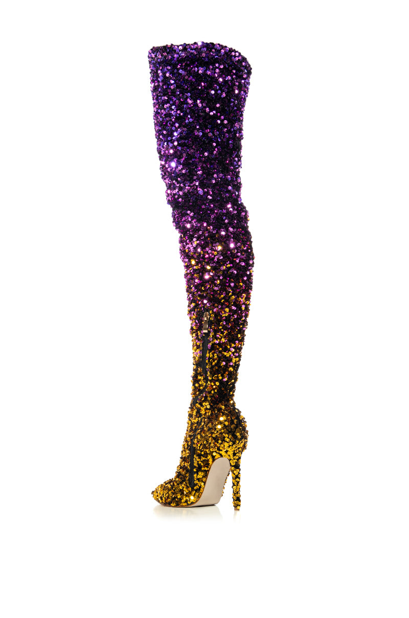AZALEA WANG ELLIANA SEQUIN MULTI STILETTO BOOT – AKIRA