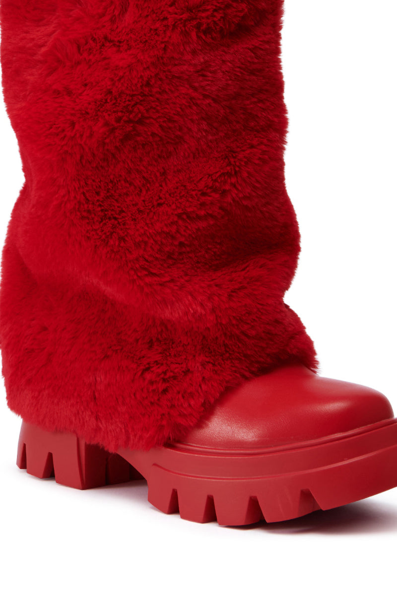 AZALEA WANG FIESTY RED FUR BOOTIE – AKIRA