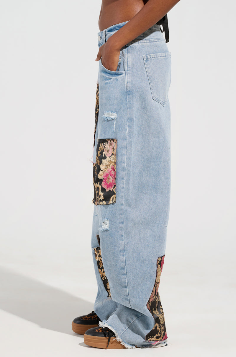 QUEENDOM BROCADE PATCH RELAXED DENIM – AKIRA