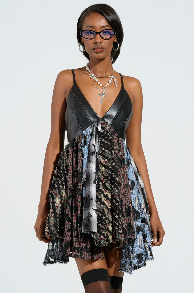 TAKE ME AWAY DISTRESSED PLAID MINI DRESS – AKIRA