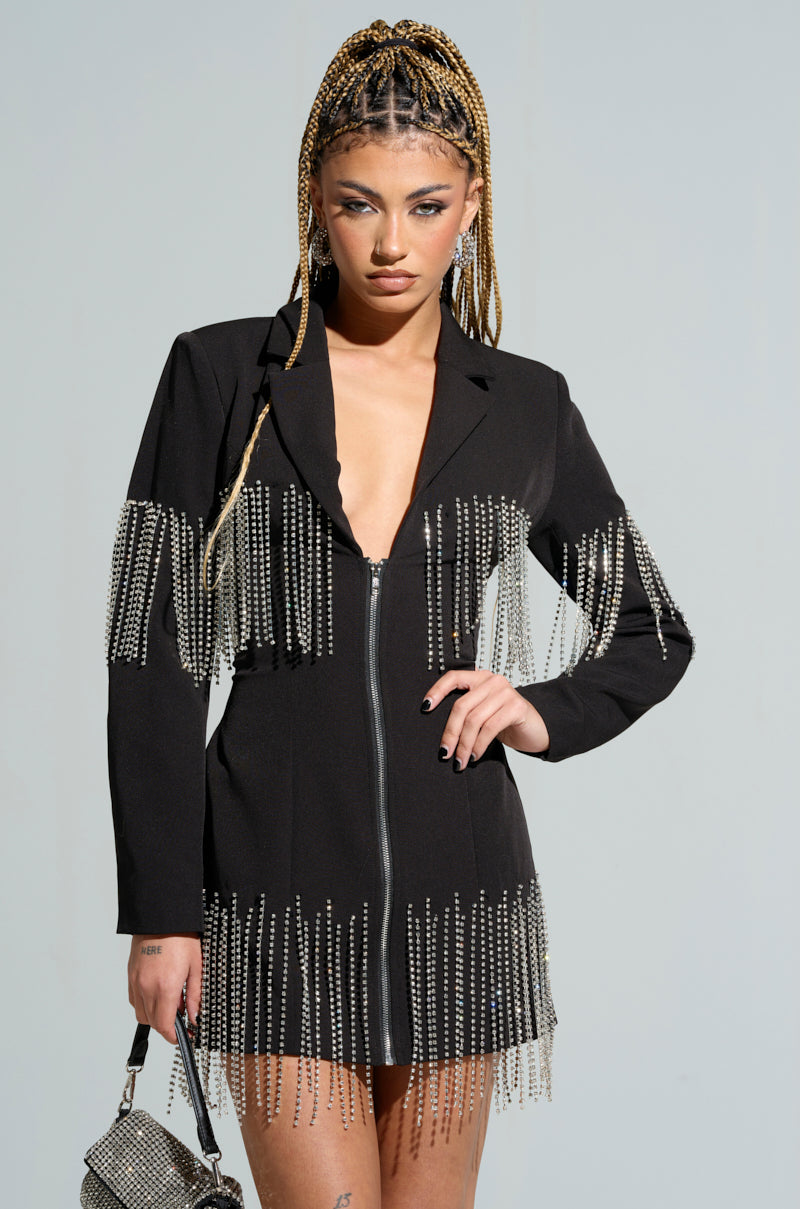 ICY BABY EMBELLISHED BLAZER DRESS – AKIRA