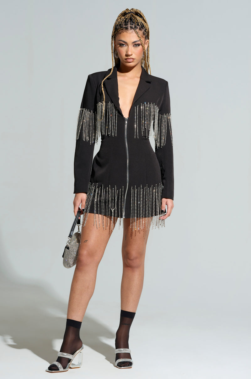 ICY BABY EMBELLISHED BLAZER DRESS – AKIRA