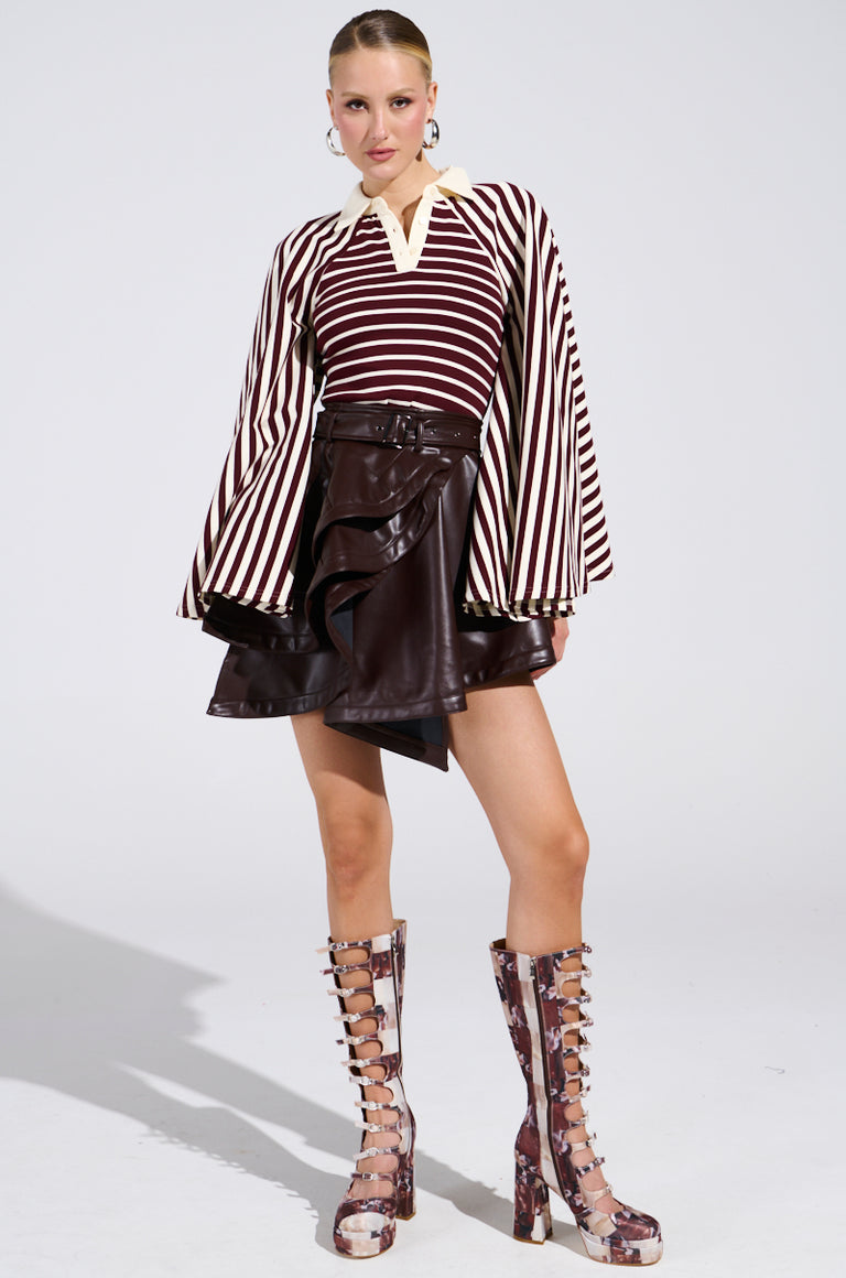 ALMA STRIPE COLLARED BODYSUIT – AKIRA