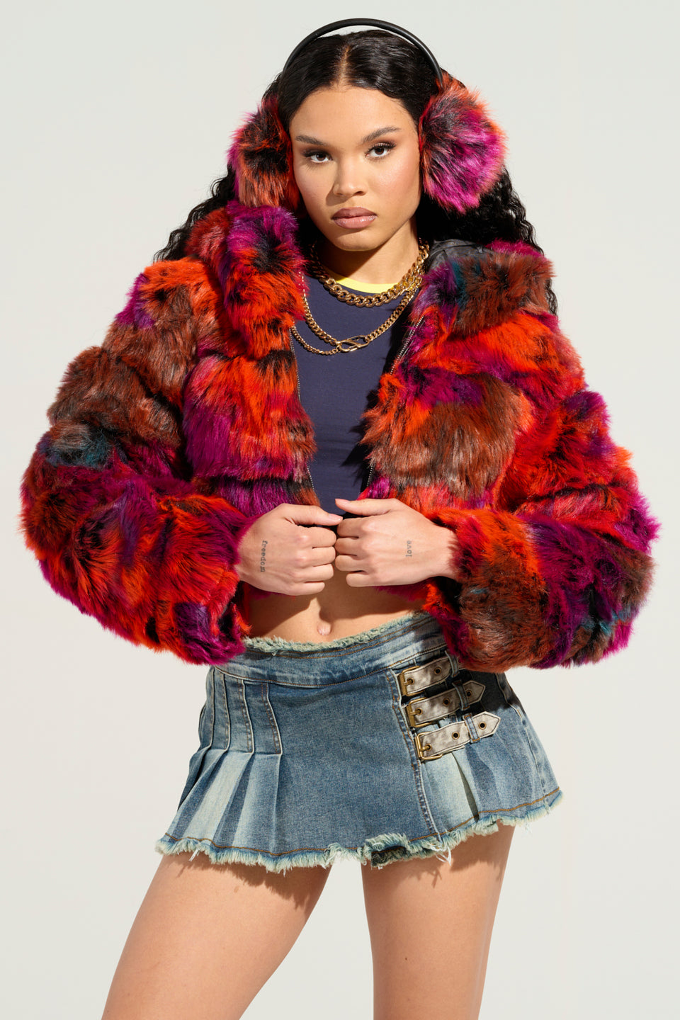 GRACELLE MULTI FAUX FUR CROPPED JACKET – AKIRA