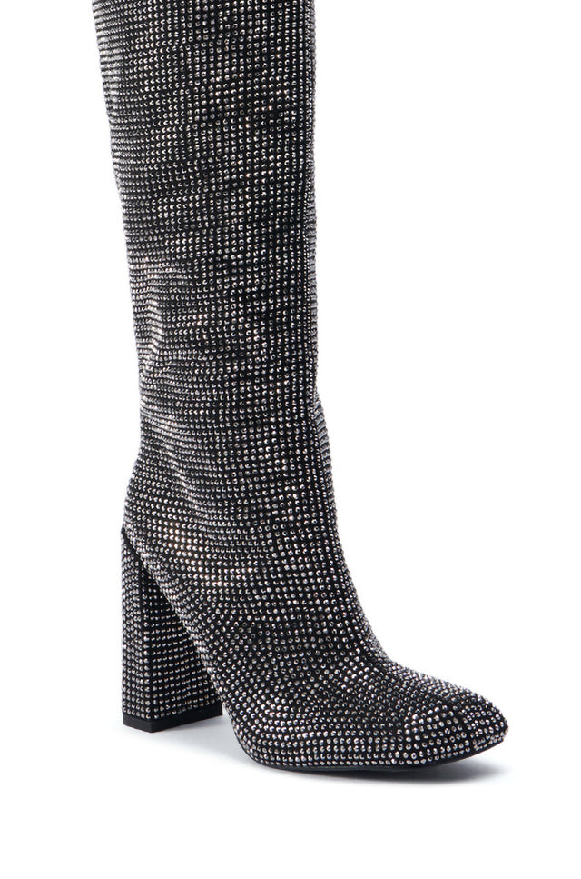 AZALEA WANG ISKANDER BLACK RHINESTONE BOOT – AKIRA
