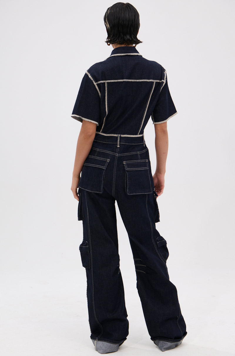 ALEXANDRA DENIM CARGO JUMPSUIT – AKIRA