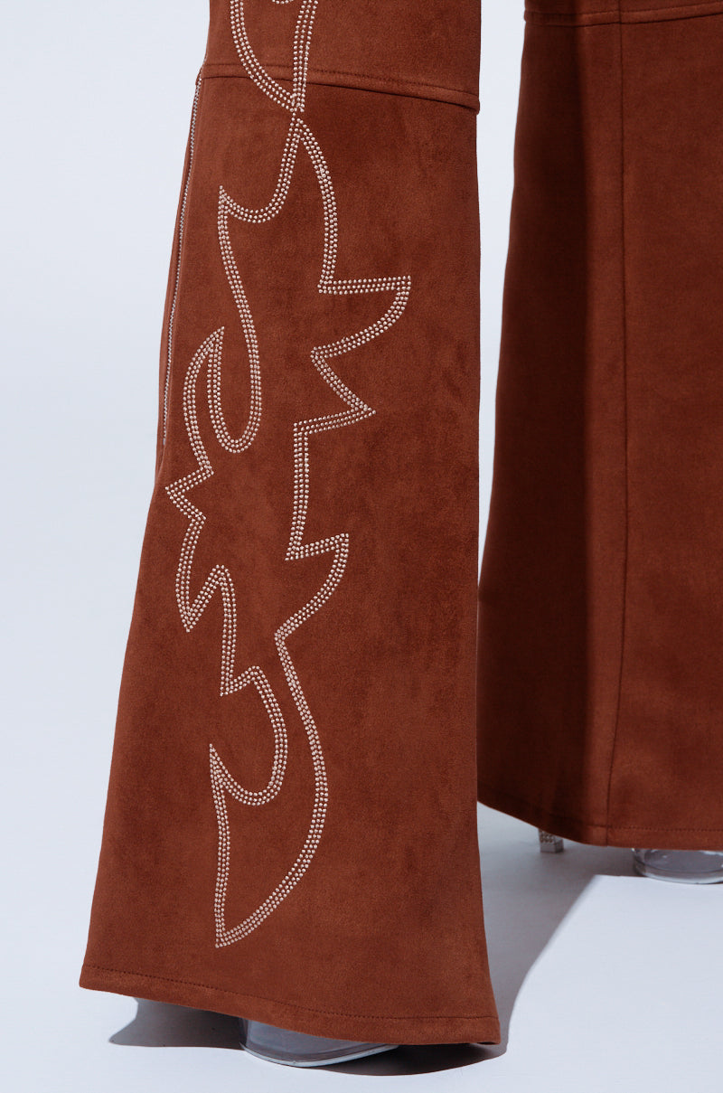 SMOKE HOUR SUEDE CHAPS IN BROWN – AKIRA