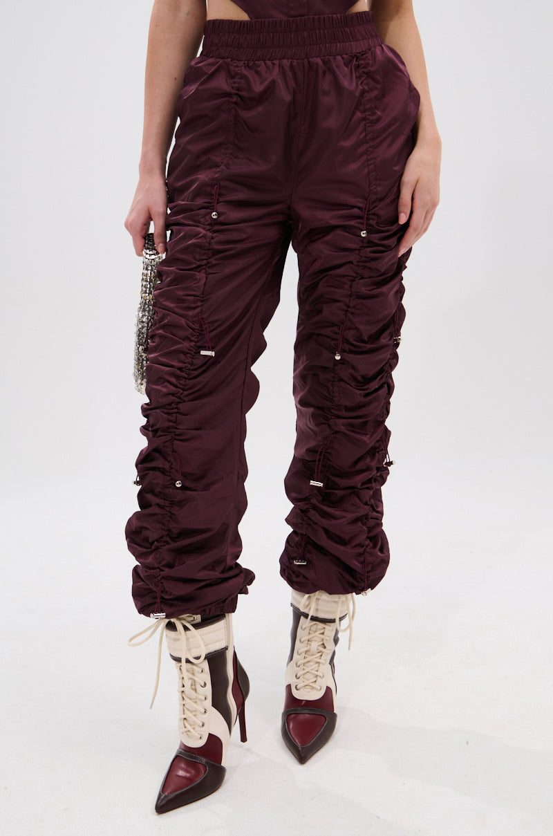 NO TIME FOR GAMES RUCHED JOGGER PANTS – AKIRA