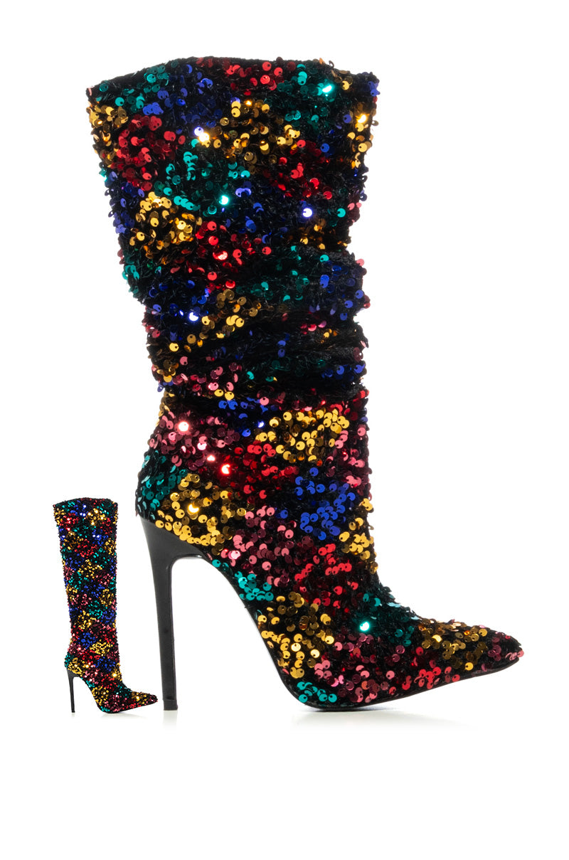 AZALEA WANG JIMENA MULTI SEQUIN STILETTO BOOT – AKIRA
