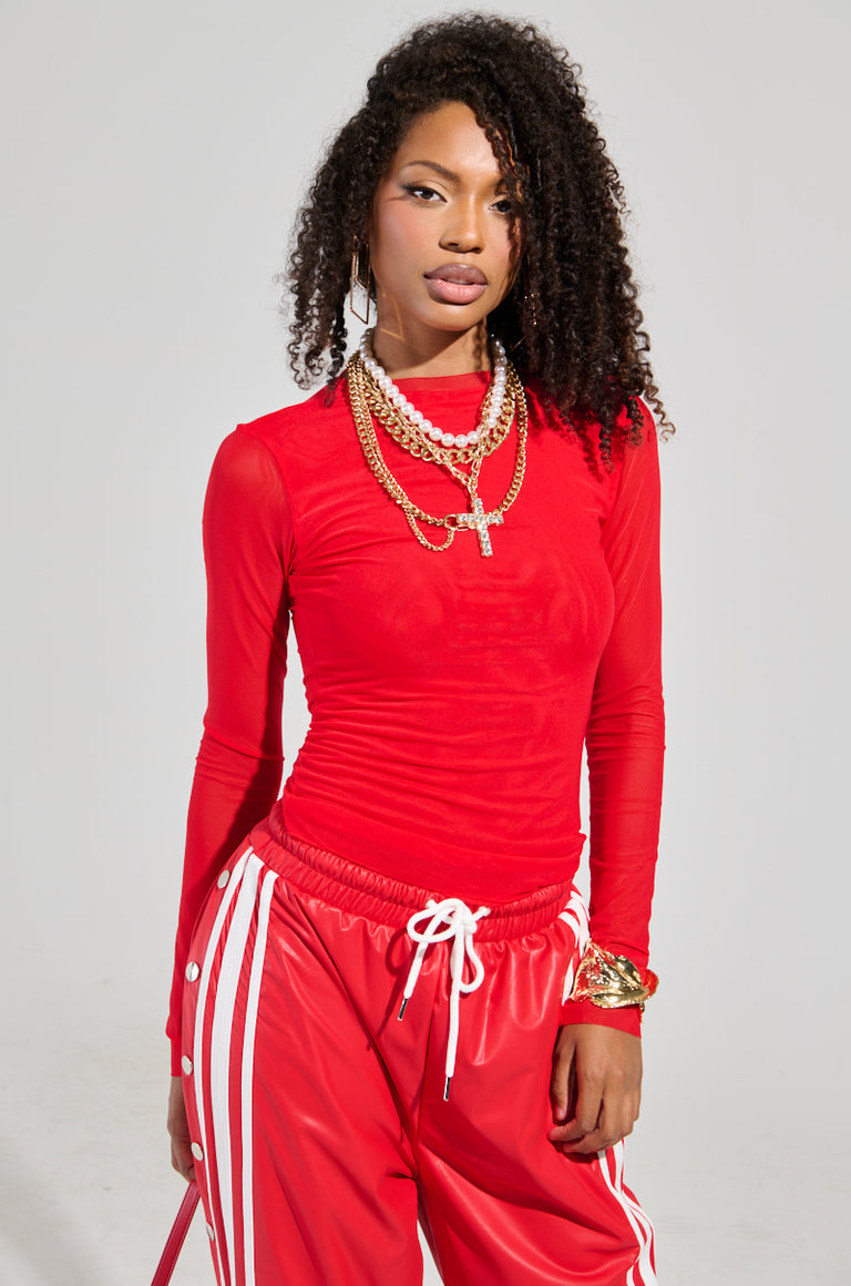 PAXTON DOUBLE LINED MESH LONG SLEEVE TOP – AKIRA