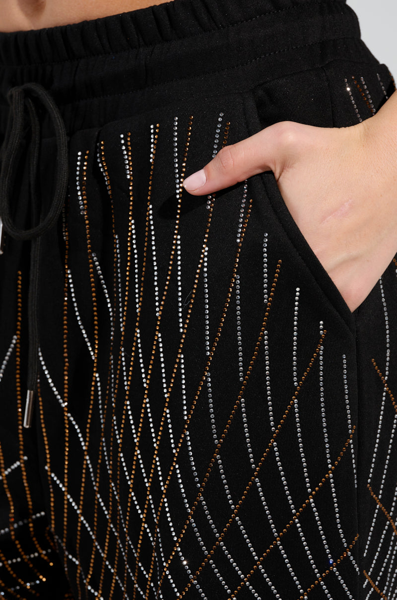 LIGHTS, CAMERA, ACTION! EMBELLISHED WIDE LEG SWEAT PANT – AKIRA
