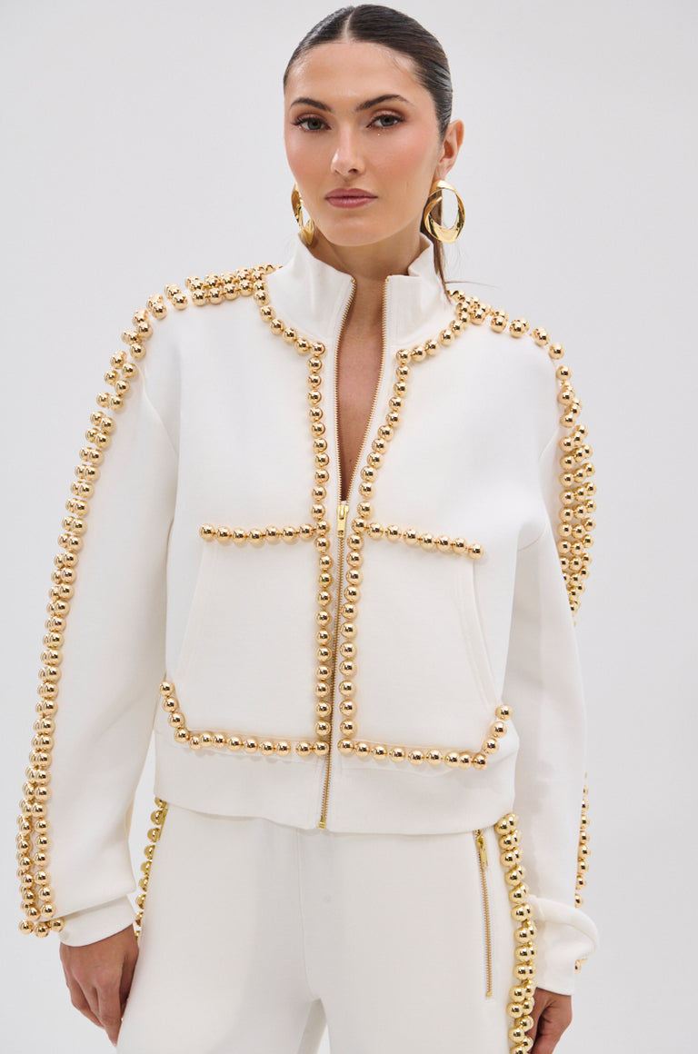 BALLS TO THE WALL ZIP UP SWEATSHIRT IN WHITE – AKIRA