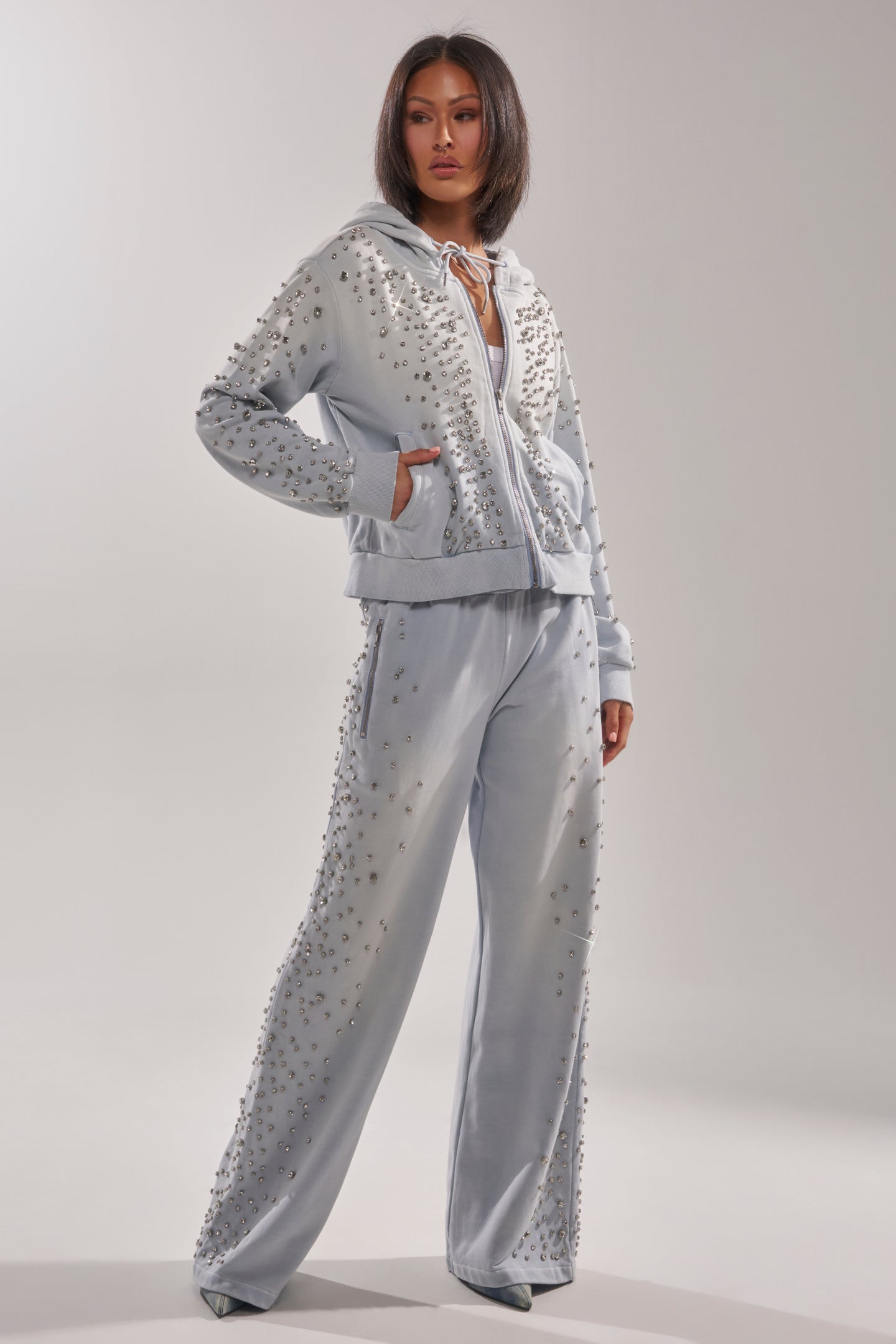 OH HOT DAMN EMBELLISHED ZIP UP SWEATSHIRT – AKIRA