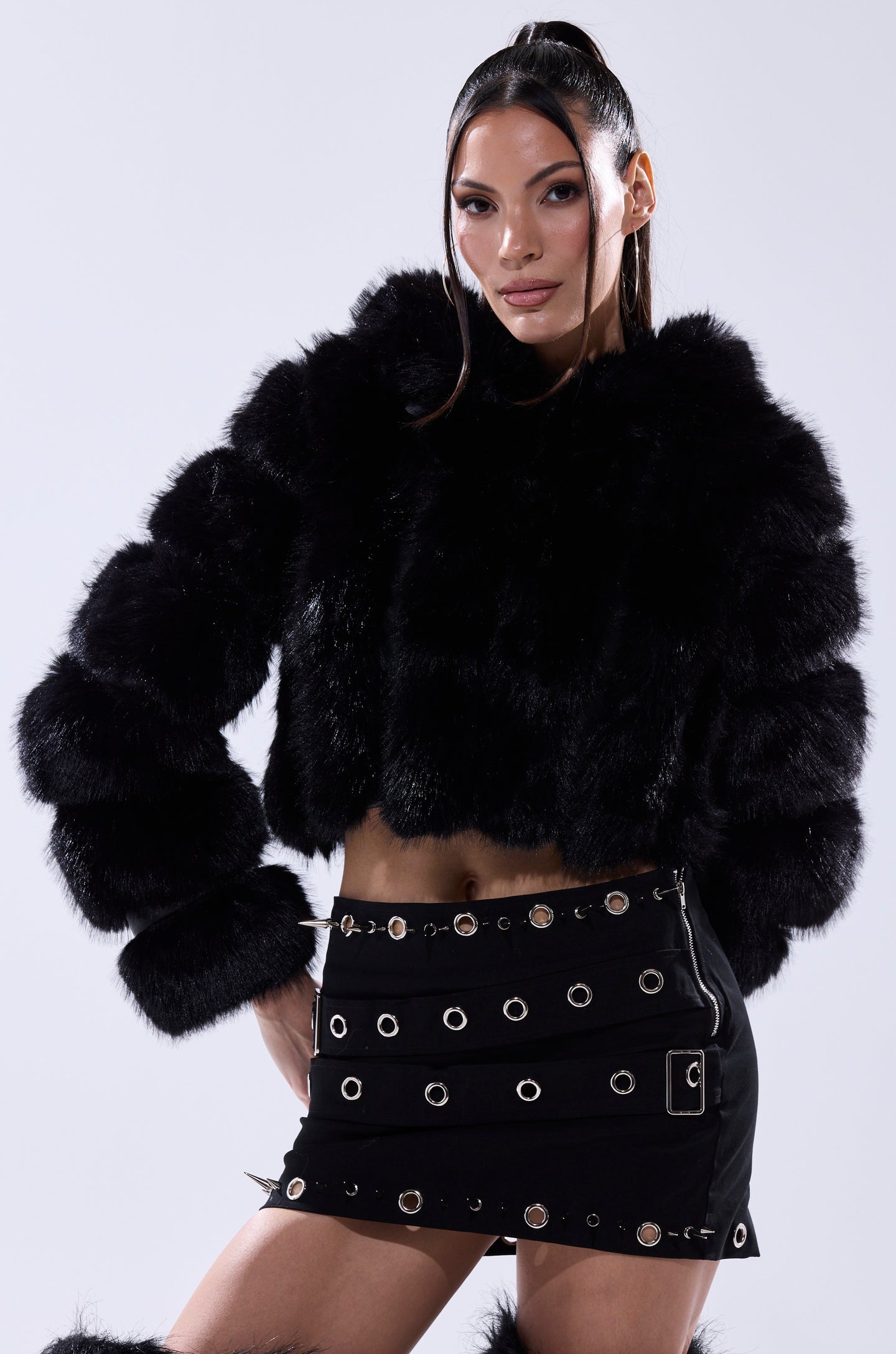 JOLENE FAUX FUR COAT IN BLACK – AKIRA