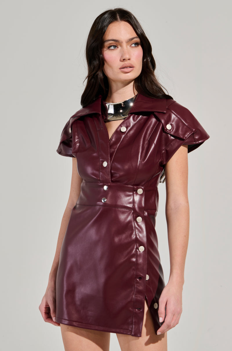 NEVER TOO MUCH PU MINI DRESS – AKIRA
