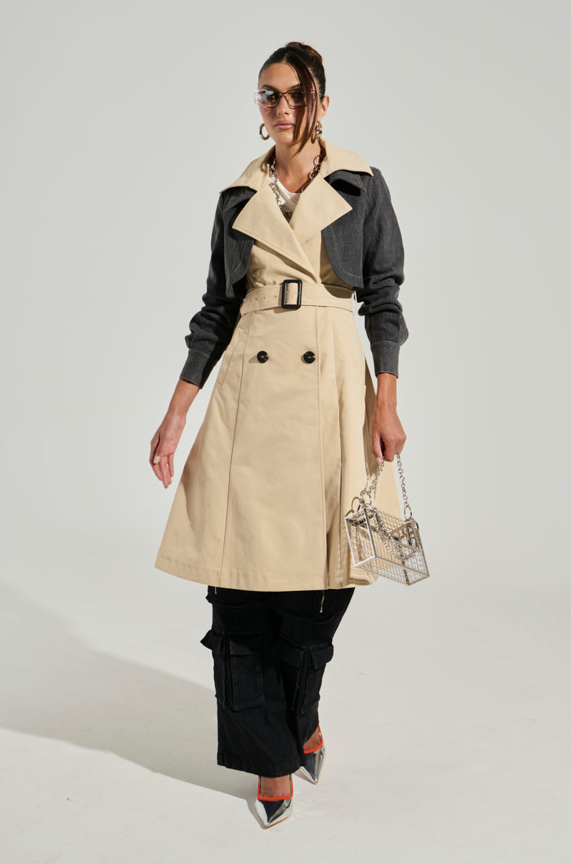 RUSH STREET DENIM OVERLAY TRENCH – AKIRA