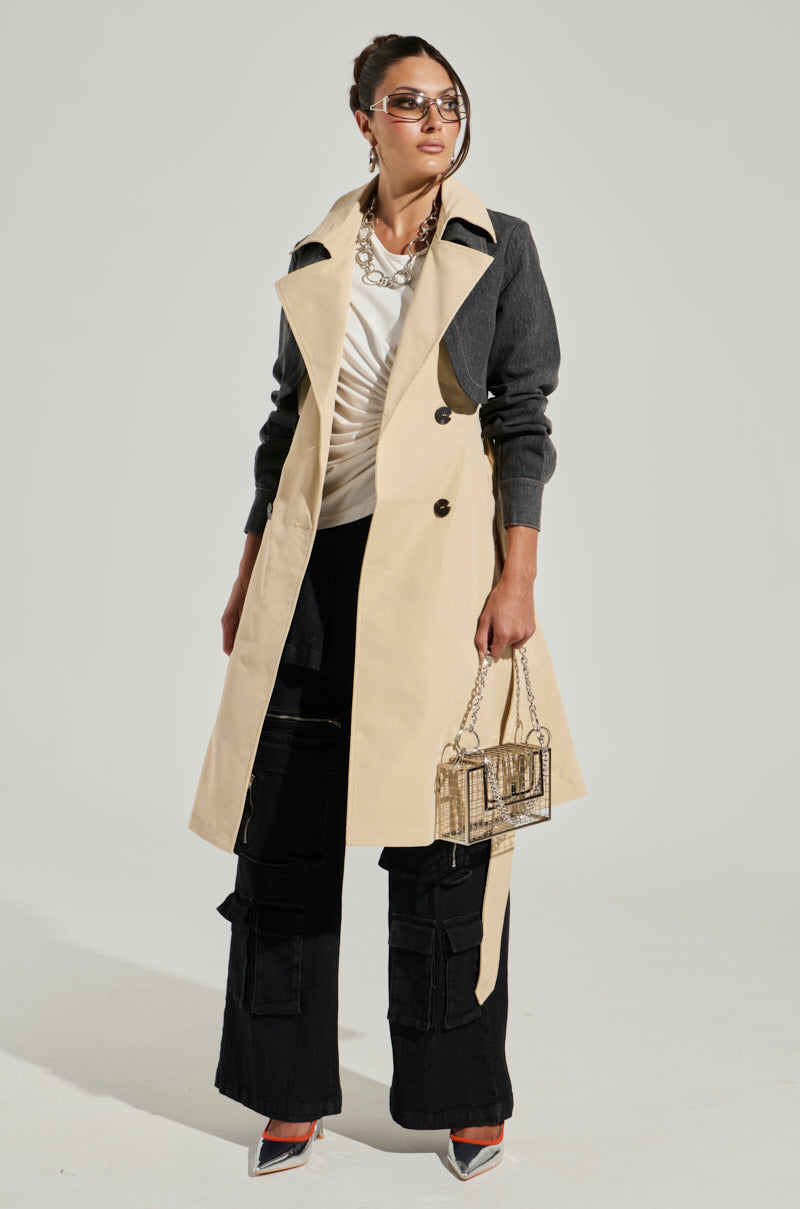 RUSH STREET DENIM OVERLAY TRENCH – AKIRA