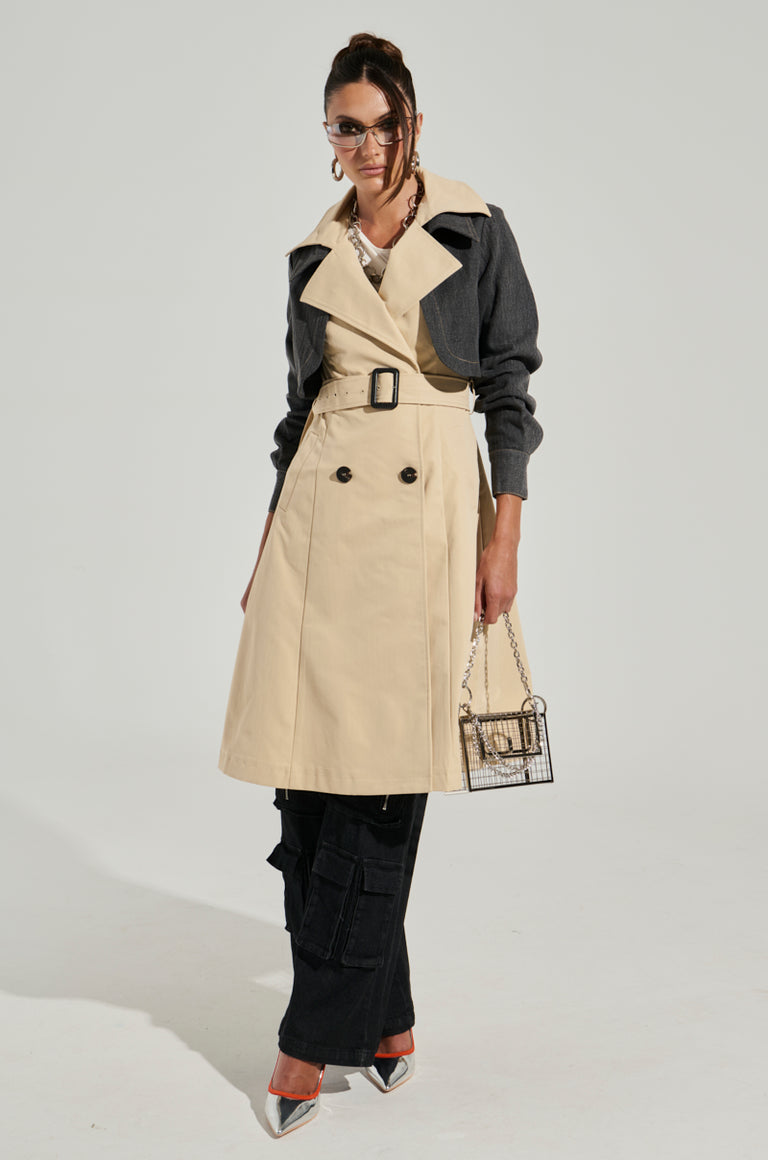 RUSH STREET DENIM OVERLAY TRENCH – AKIRA