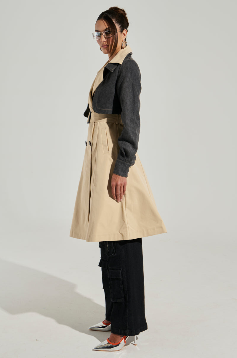 RUSH STREET DENIM OVERLAY TRENCH – AKIRA